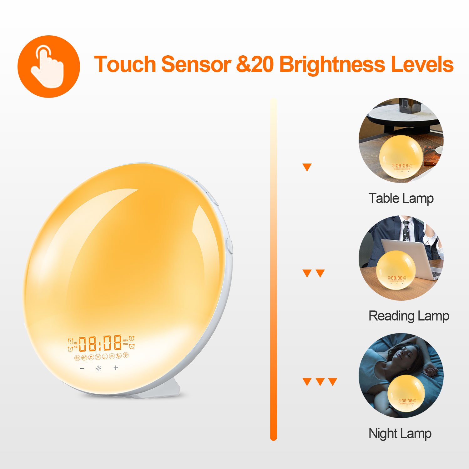 Wake Up Light work with Google and Alexa, Sunrise Simulation for Sleep